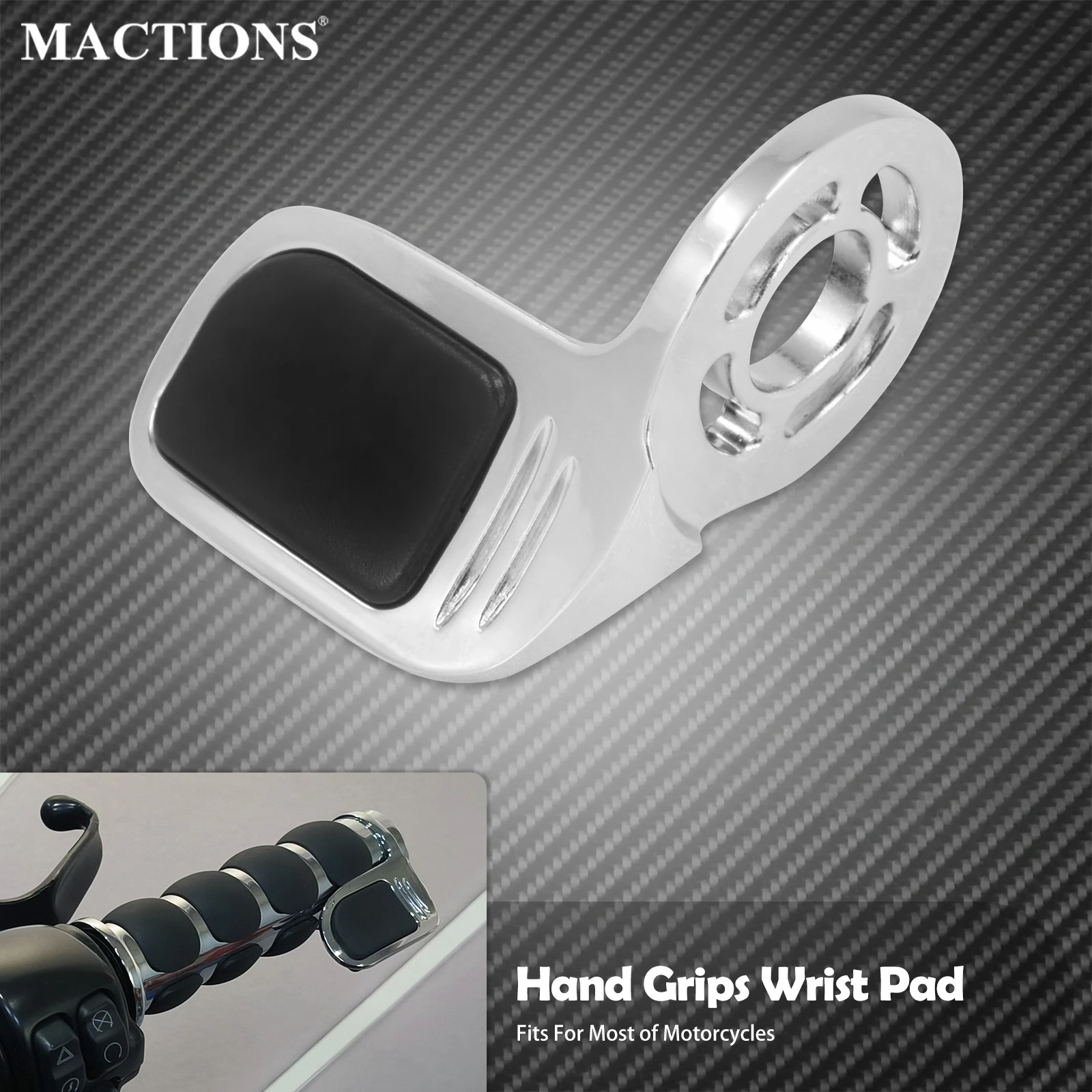 Motorcycle-Hand-Grips-Wrist-Pad-Chrome-Throttle-Comfort-Handlebar ...