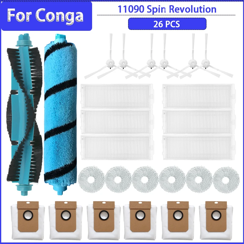 Main-Side-Brush-Hepa-Filter-Mop-Dust-Bag-For-Cecotec-Conga-11090-Spin ...
