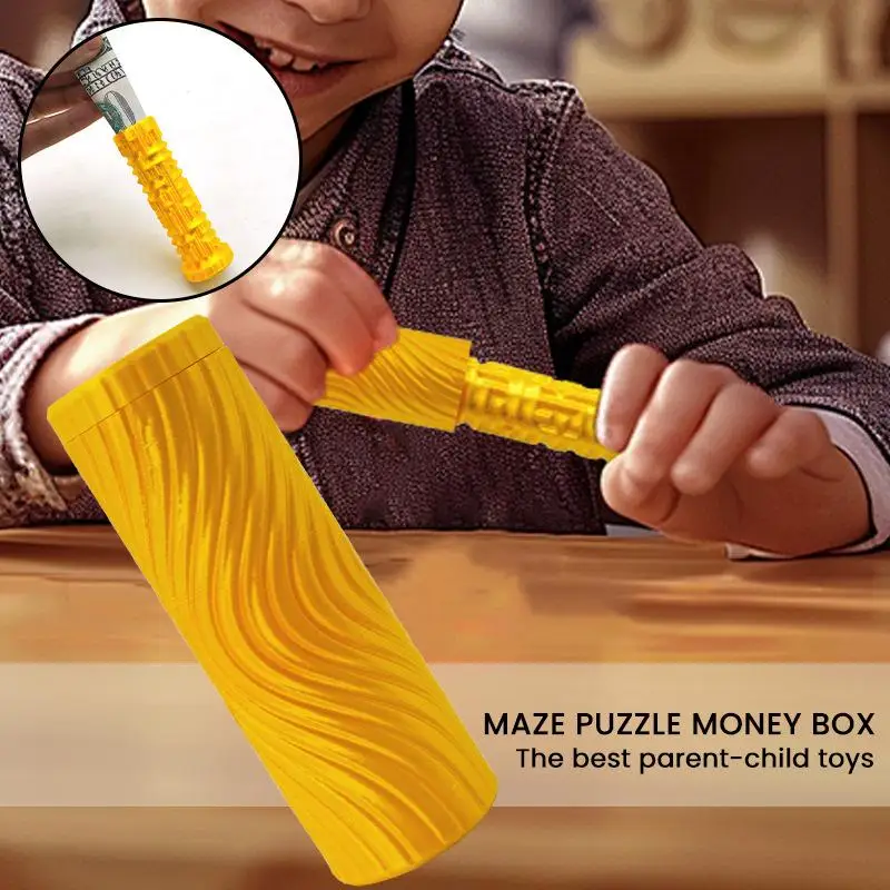 1/3/5Pcs Plastic Yellow Maze Puzzle Money Box Set Hidden Cash Maze ...
