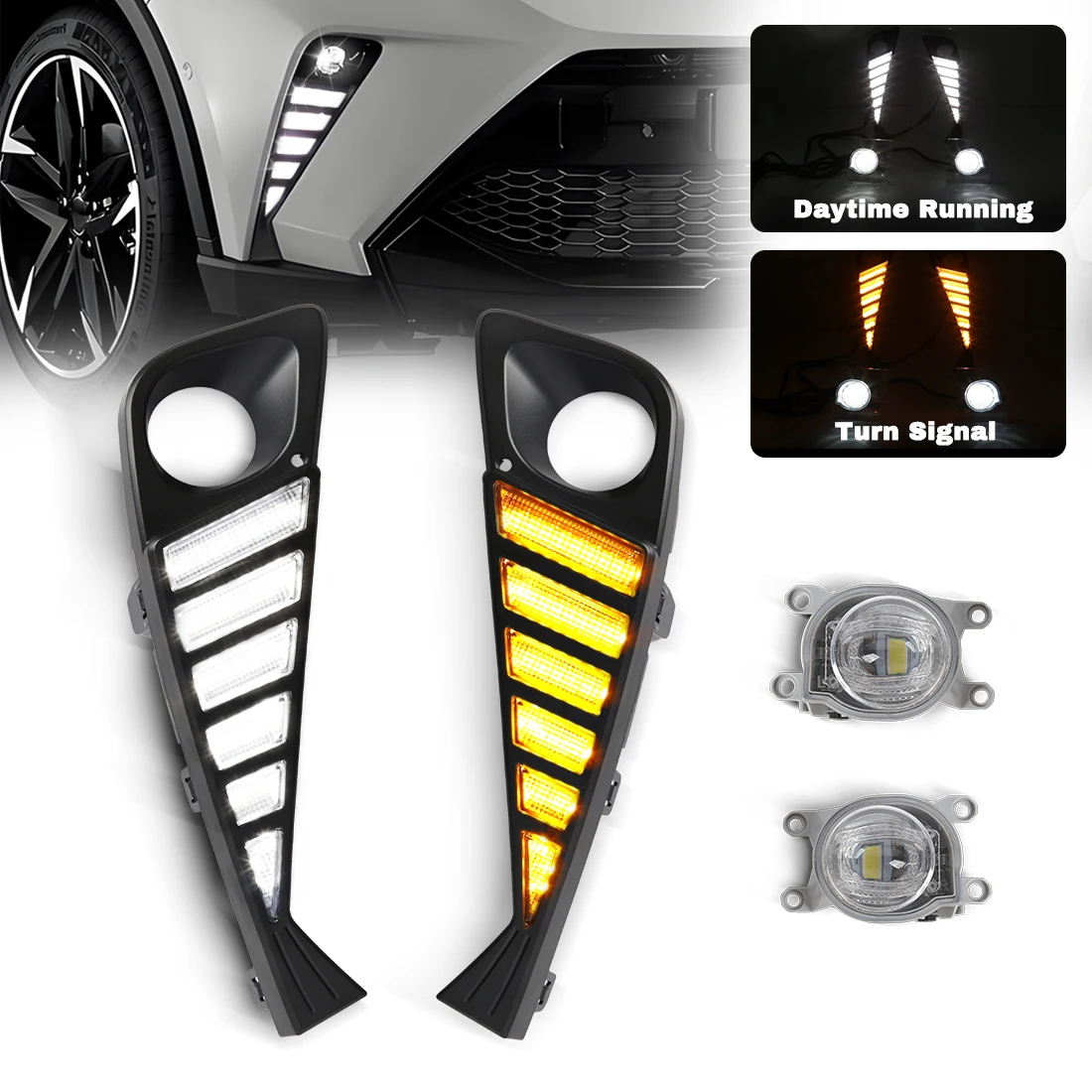 For Toyota C-HR CHR 2020 2021 2022 Car Daytime Running Light DRL Start ...