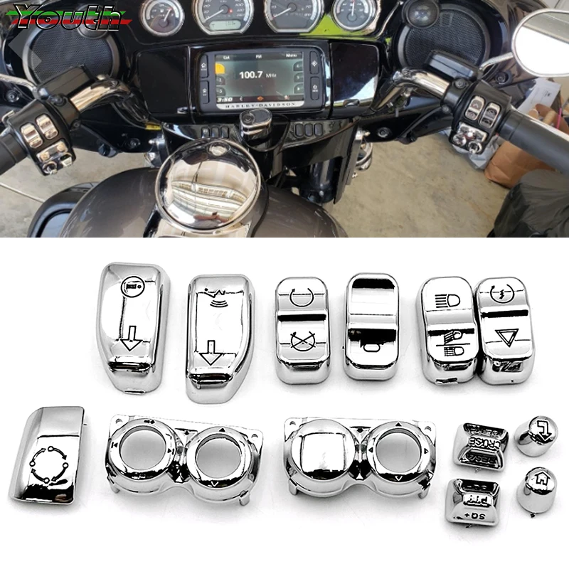 13PCS-Chrome-Hand-Control-Switch-Housing-Caps-for-Harley-Touring ...