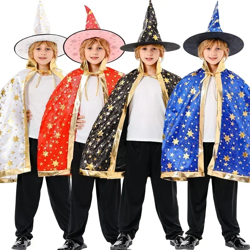 Children Halloween Cape Party Cosplay Prop Wizard Magician Cloak Ball ...