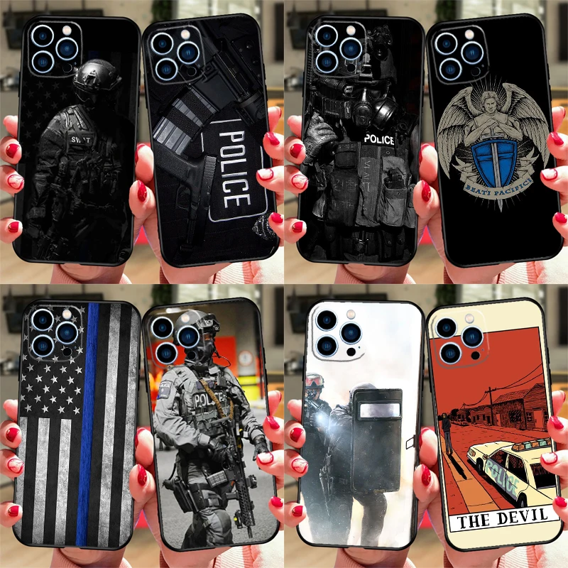 Police Phone Case For iPhone 16 15 12 13 Mini 11 14 Pro XS Max Plus X ...
