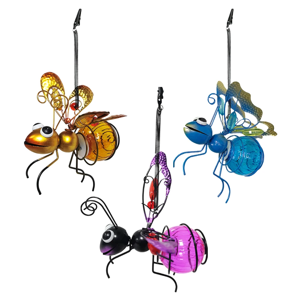 Solar-Hanging-Bee-Light-Waterproof-Metal-LED-Outside-Bugs-Outdoor ...