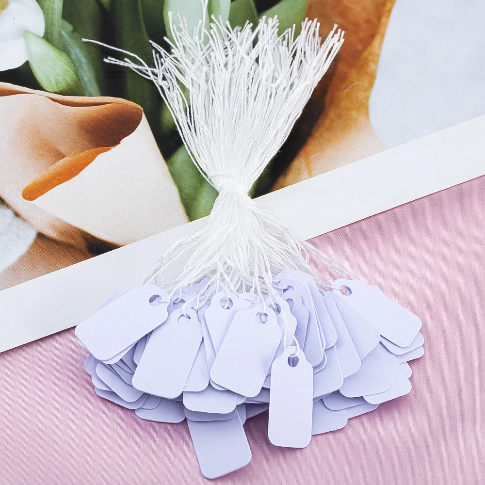 100Pcs Jewelry String Cord Price Tags Rectangle White Blank Labels for ...