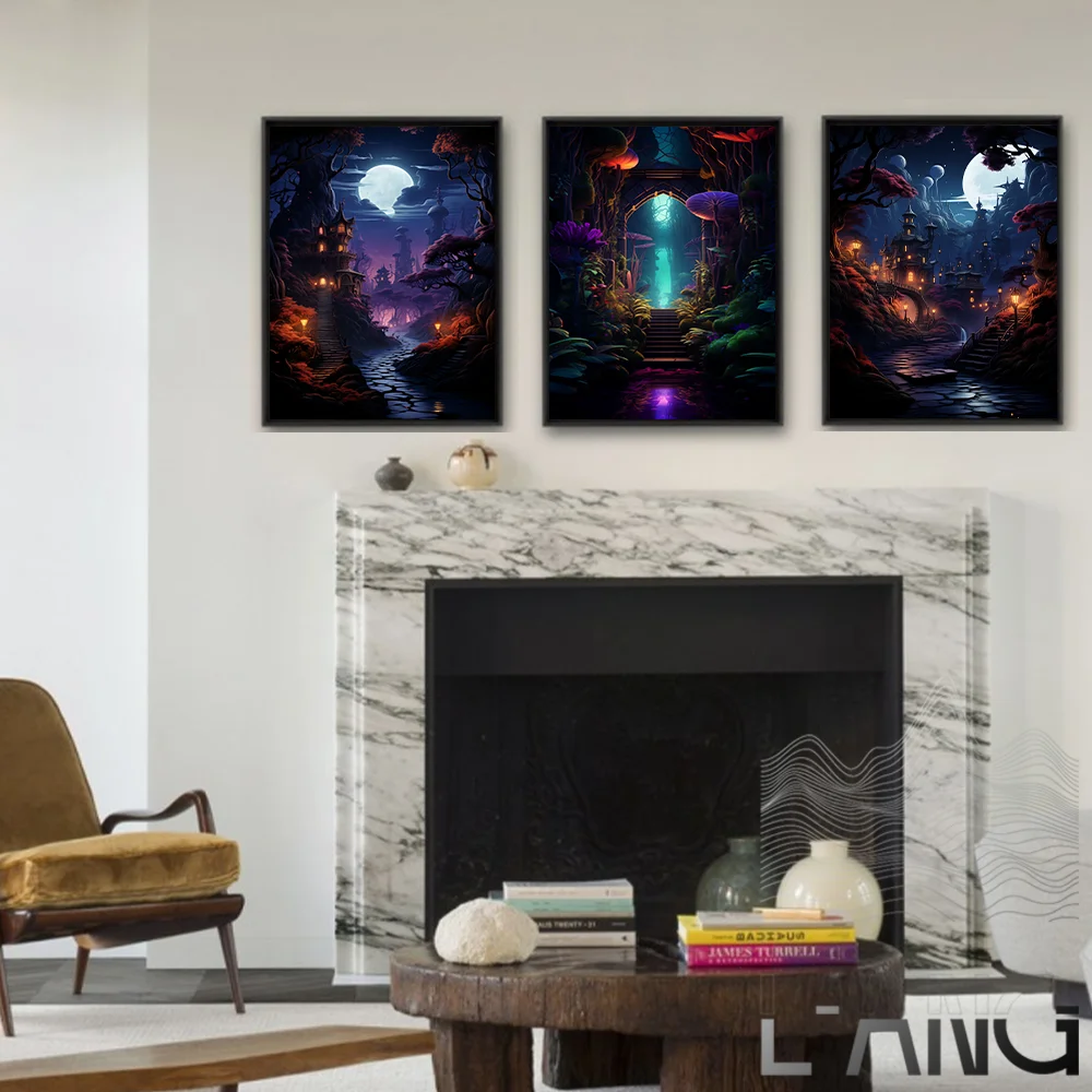 Dark-Magic-Castle-Halloween-Haunted-House-atmosphere-art-poster ...