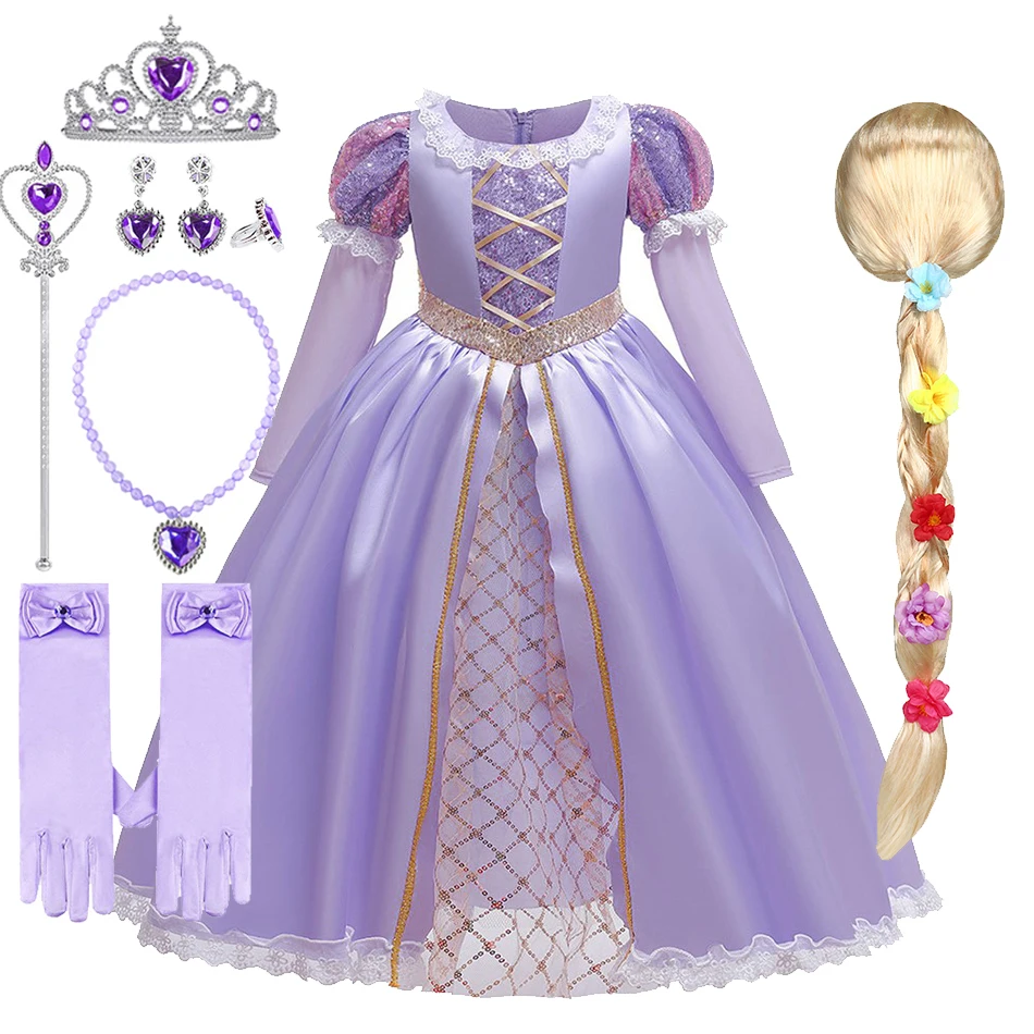 Girl Elegant Dress Kids Rapunzel Costume Children Halloween Birthday ...