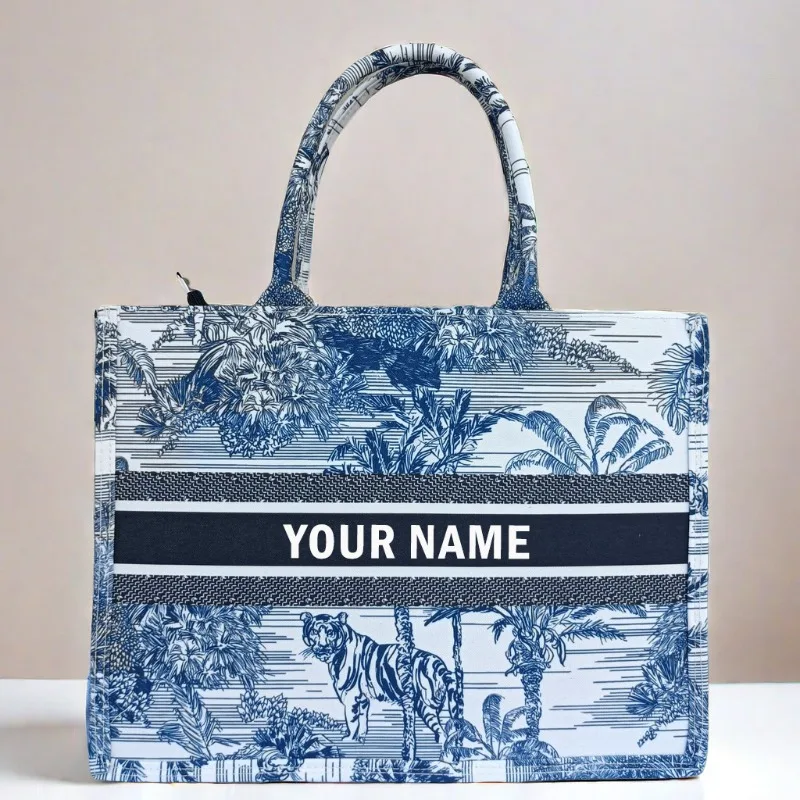 Canvas-Book-Handbag-para-mulheres-nome-impresso-personalizado-grande ...