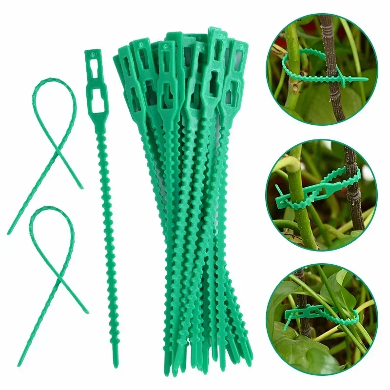 20-30-100-Pcs-Reusable-Garden-Cable-Ties-Adjustable-Plastic-Plant ...