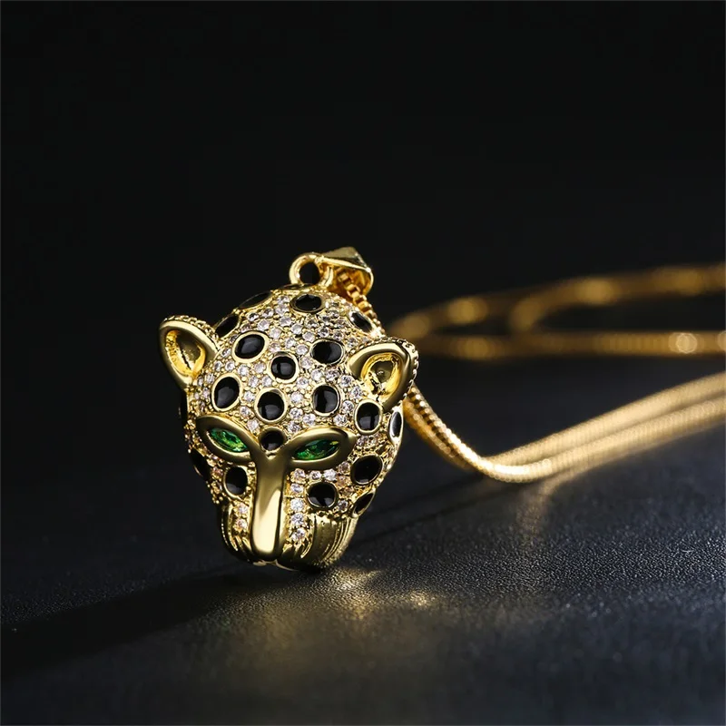 European and American Fashion Leopard Head Necklace Retro Personality ...