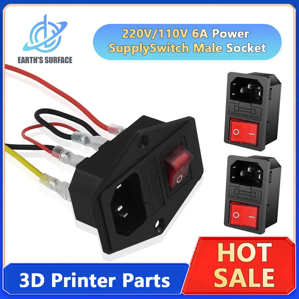 220V 110V 6A Power Supply Switch Male Socket with Fuse for AC Power ...