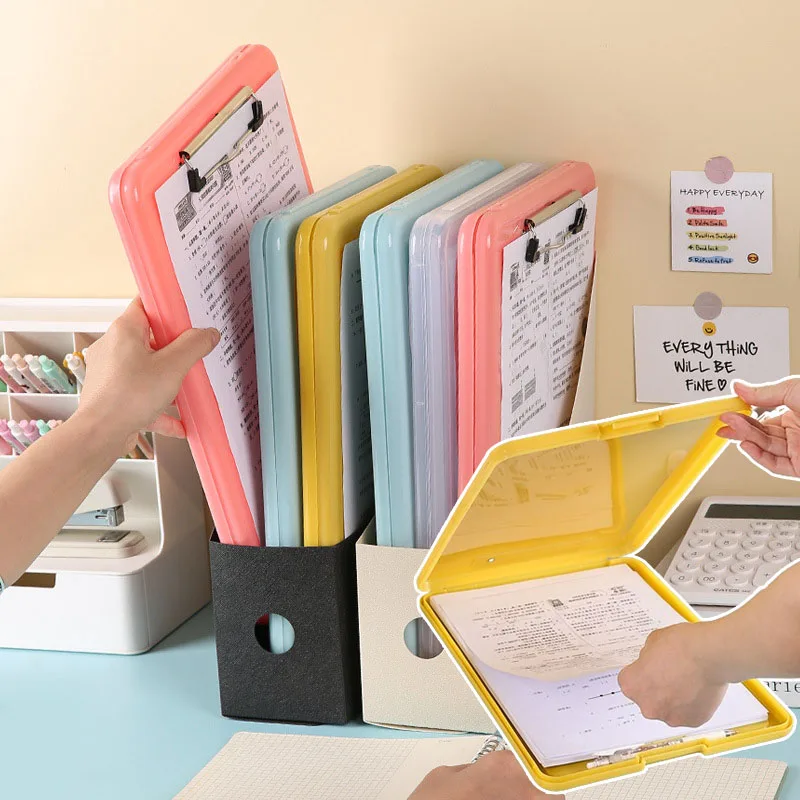 Multifunctional-2-in-1-Plastic-File-Folder-A4-Writing-Pad-Document-Box ...