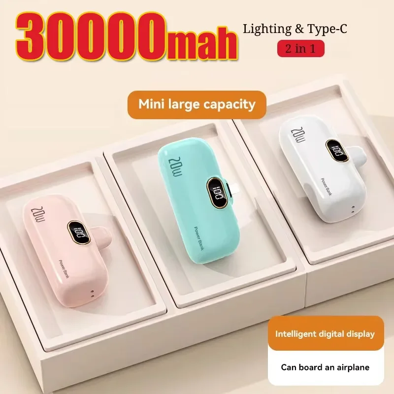 Mini-Capsule-Power-Bank-30000mAh-Wireless-Fast-Charging-Mobile-Power ...