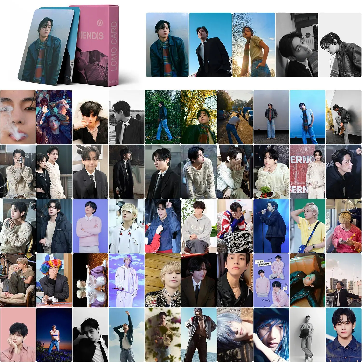 55 Fat eggs V small Kajin Tae-hyung personal collection LOMO card KPOP ...