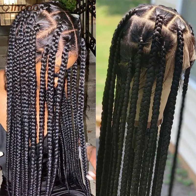Jumbo-Knotless-Box-Braids-Wig-For-Black-Women-Synthetic-Cornrows-Wig ...