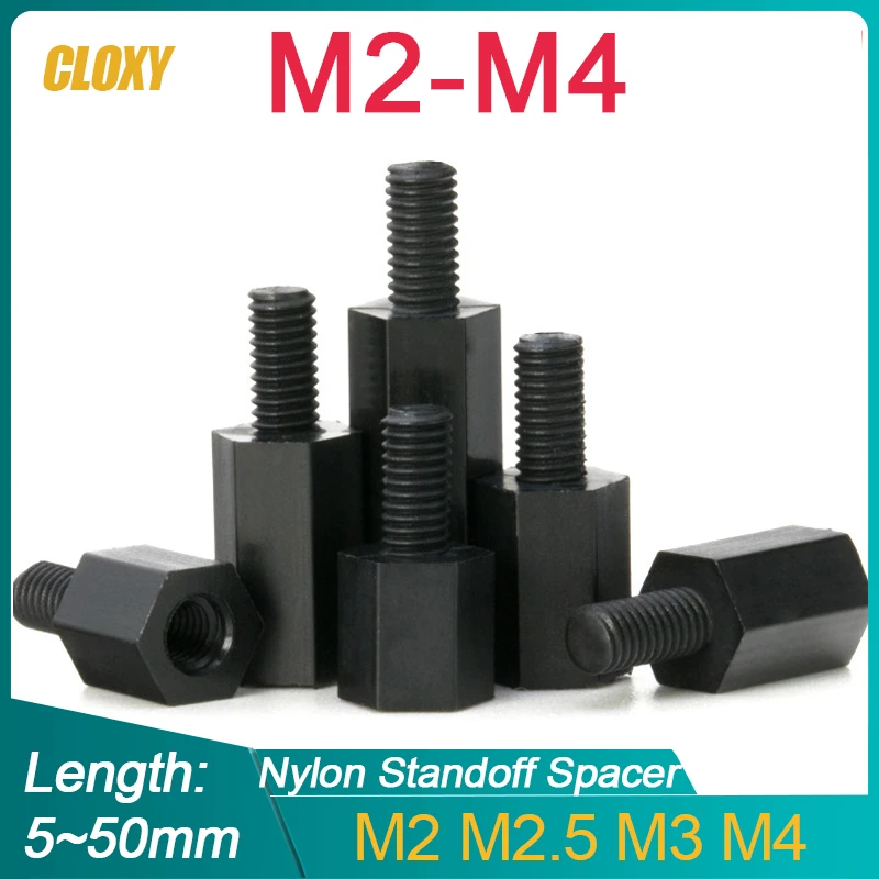 M2 M2.5 M3 M4 Black Hex Nylon Standoff Spacer | Standoff Spacer Male Female M34 6mm - Bolts ...