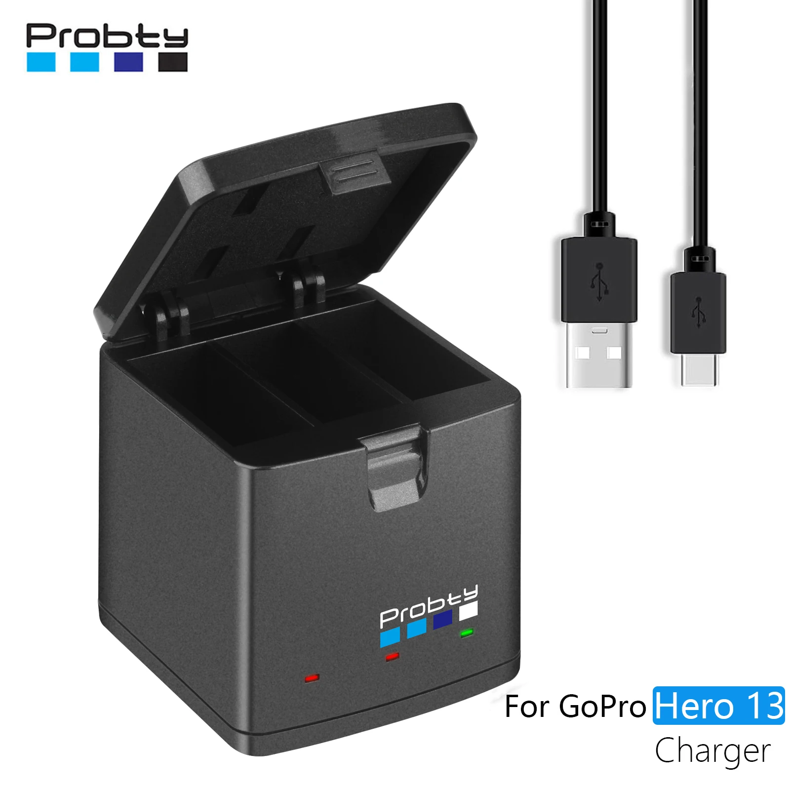 For GoPro Hero 13 Charger Charging Case 3 Slots Battery Fast Charging ...