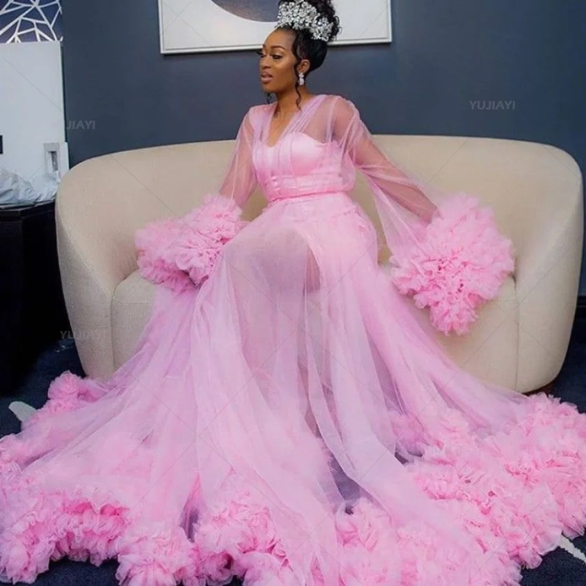 Maternity Dress for Baby Shower Puffy Tulle Long Robe Pregnancy Dress ...