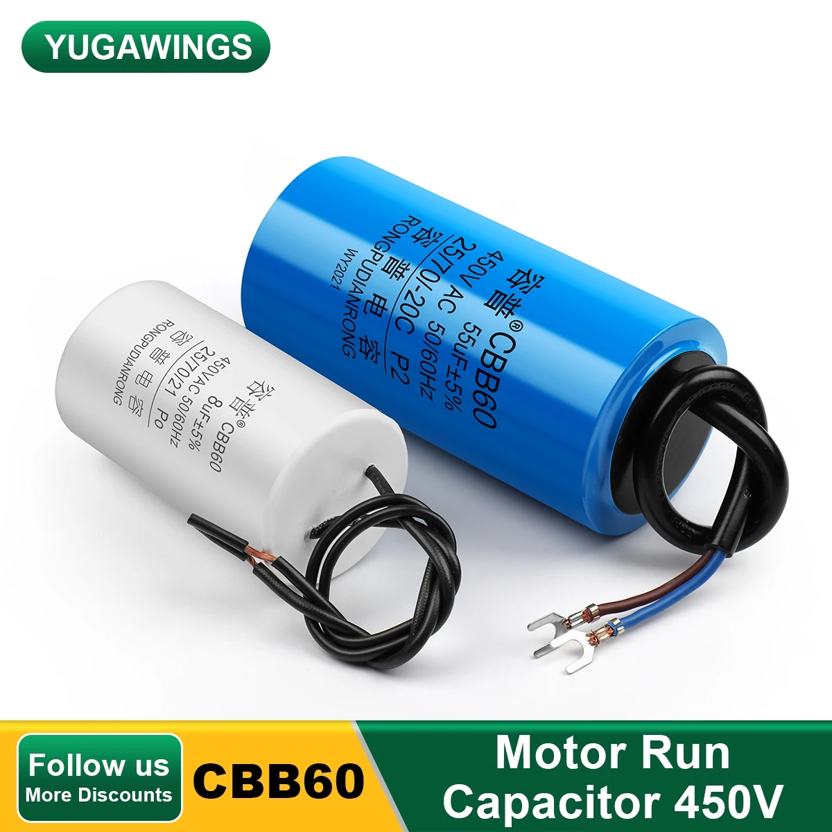 1pcs Cbb60 Motor Run Capacitor 450vac Starting Capacitors Water Pump 3 ...