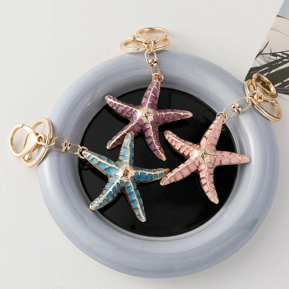 Blue-Starfish-Rhinestone-Keychain-Creative-Cute-Car-Key-Chain-Women-Bag ...