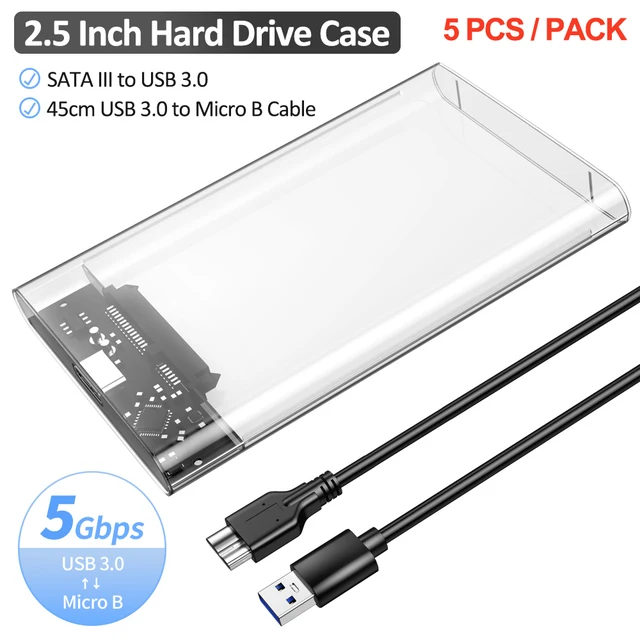 Goelely 노트북용 외장 HDD 케이스, 고속 5Gbps USB to Micro B SATA HDD SSD 케이스, USB ...