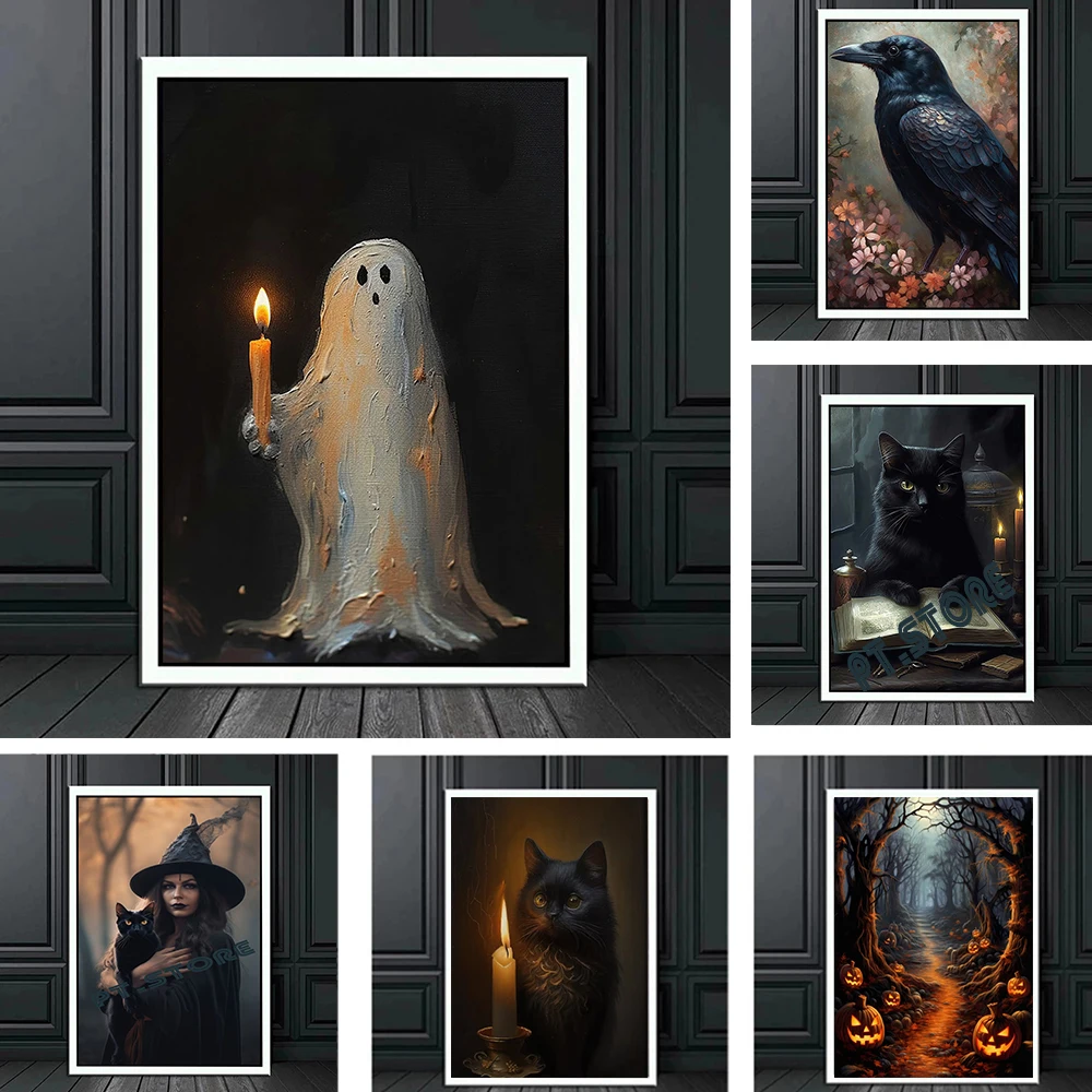 Dark-Academy-Art-Wall-Poster-Victoria-Crow-Witch-Ghost-Halloween ...