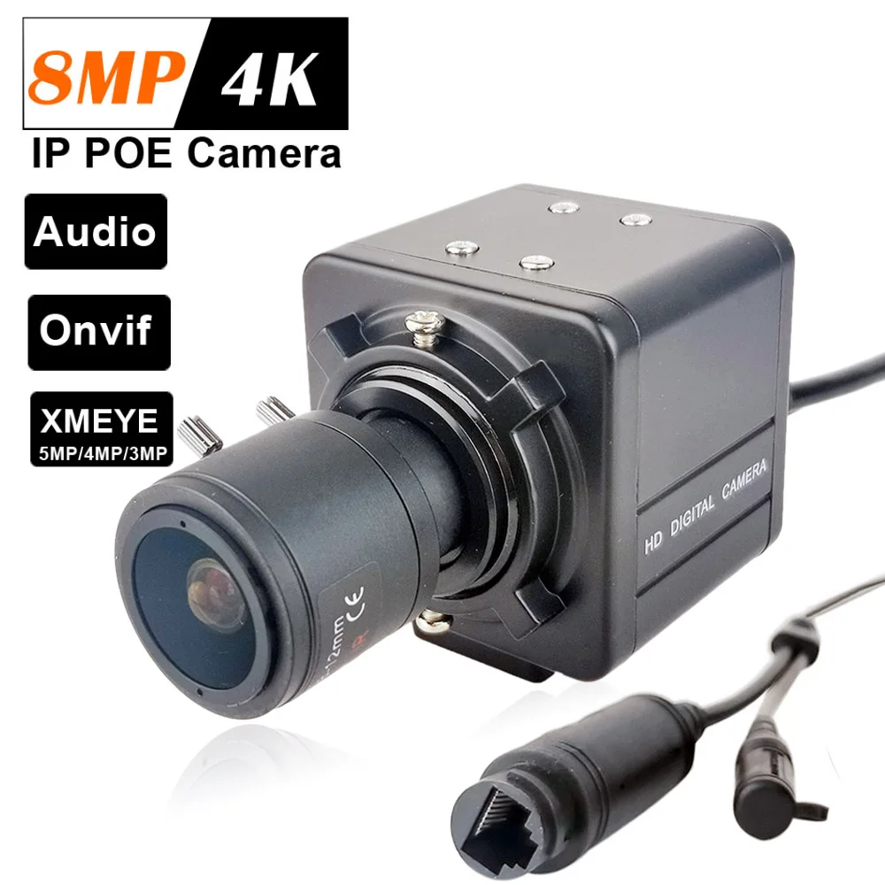 H.265 POE HD 4K 8MP 2.8-12mm Manual Zoom Indoor IP Camera 5MP/4MP/3MP ...