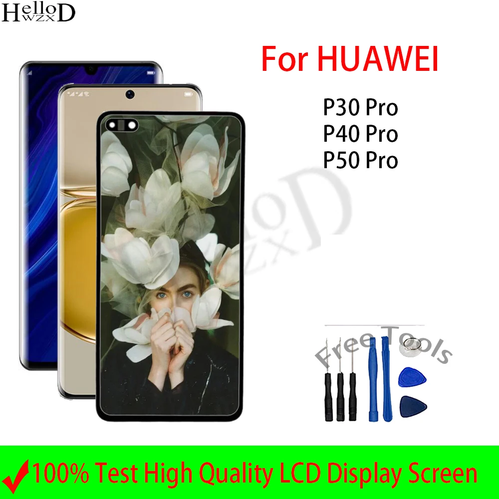 ต้นฉบับสำหรับ Huawei P30 Pro P40 Pro P50 Pro จอแสดงผล LCD Touch ...