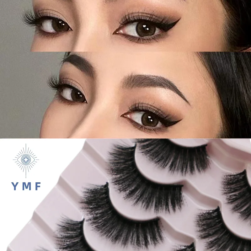 New 7 Pairs Lashes Manga Lashes 6D Clear Band Lashes Natural Look Wispy Mink Eyelashes Fluffy ...