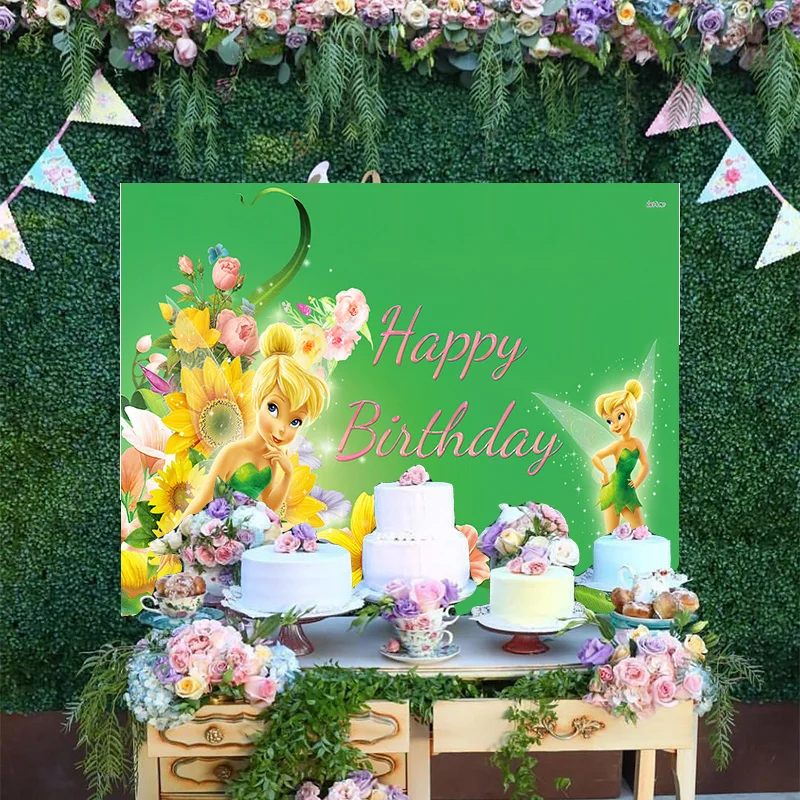 Disney Tinker Bell Fairy Tale World Backdrop Princess Happy Birthday ...