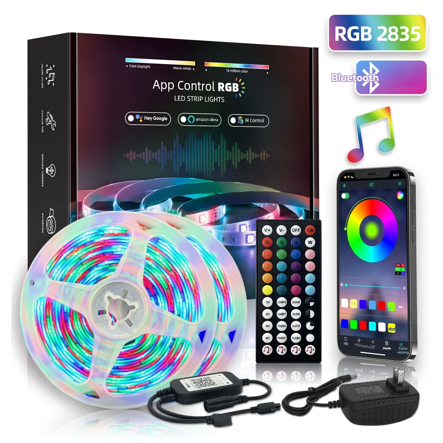 RGB-LED-Strip-app-with-44-key-remote-control-suitable-for-bedroom ...