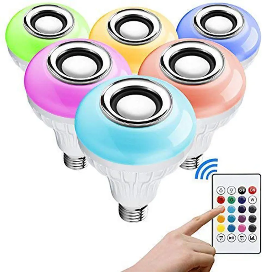 AC 85-265V 12W E27 LED Light Bulb with Bluetooth Speaker Music Remote ...