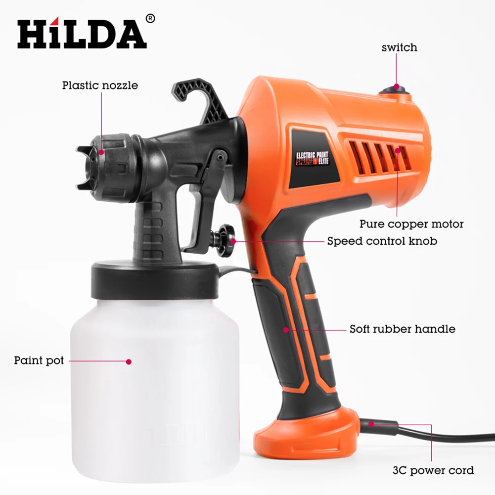 Electric Spray Gun 500W 110 220V High Power Paint Sprayer Home Electric Airbrush 800ML Large capacity Easy Spraying for Home DIY AliExpress
