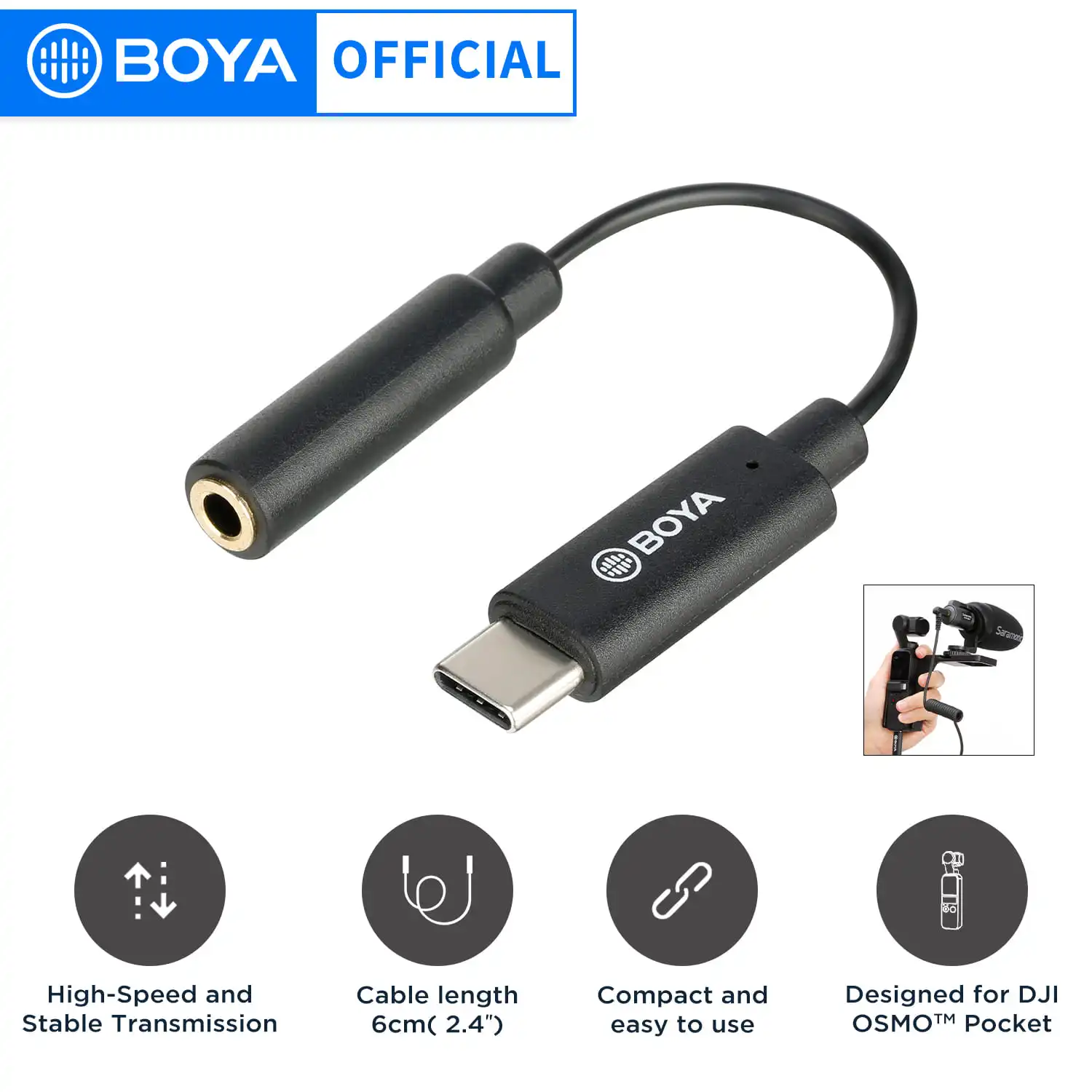 BOYA-BY-K6-3-5mm-TRS-Female-to-Type-C-Microphone-Adapter-Audio-Adapter ...
