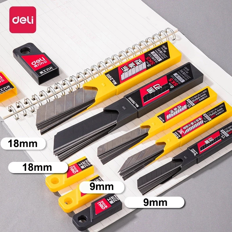 Deli-10pcs-box-Knife-Blade-9-18mm-SK5-Metal-Blades-for-Home-School ...