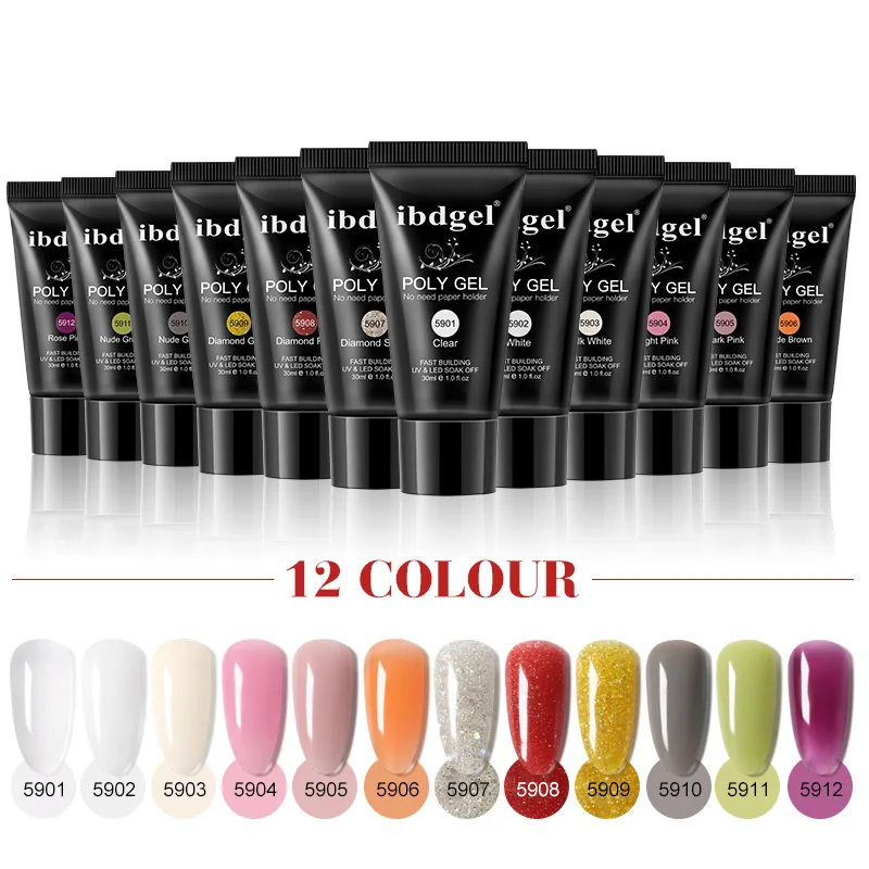 poligel-30ml-uv-gel-nail-polish-led-12-colors-coat-Acrylic-Extension ...