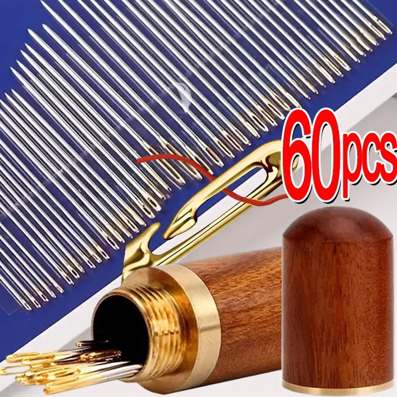 12-60Pcs-Side-Hole-Blind-Sewing-Needles-Stainless-Steel-Elderly-Self ...