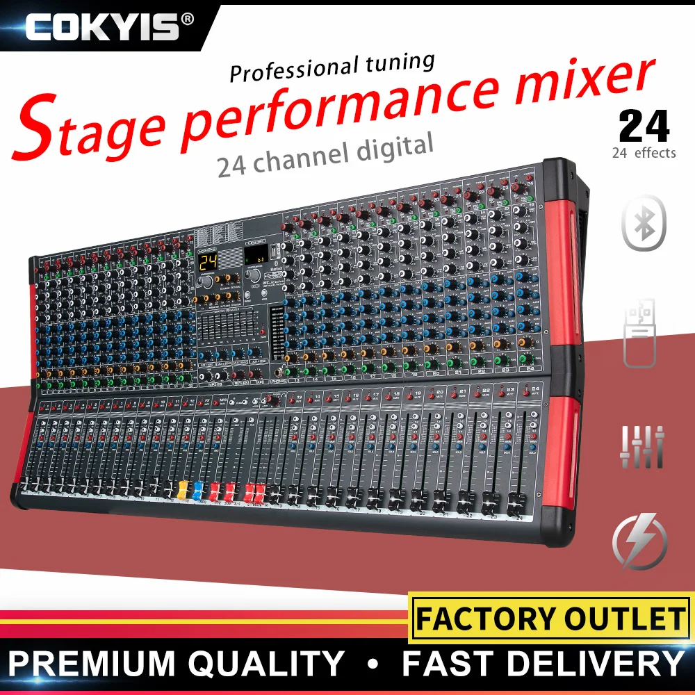 Mixer-audio-professionale-24-digital-reverb-DSP-24-canali-performance-mixer-USB-Bluetooth ...