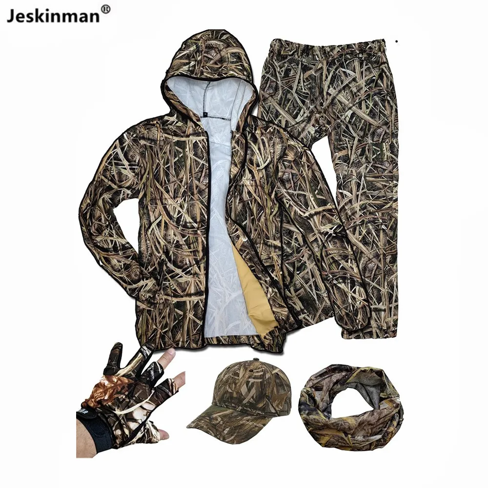 Spring Autumn Reed Camo Hunting Suit Breathable Anti-Mosquito Fishing ...
