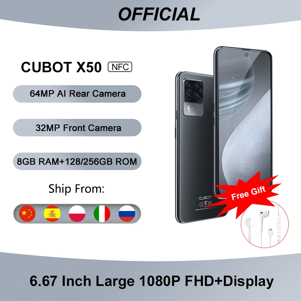 Cubot X50 Smartphone 8gb Ram 128/256gb Rom 64mp Quad Camera 6.67" Fhd+ ...