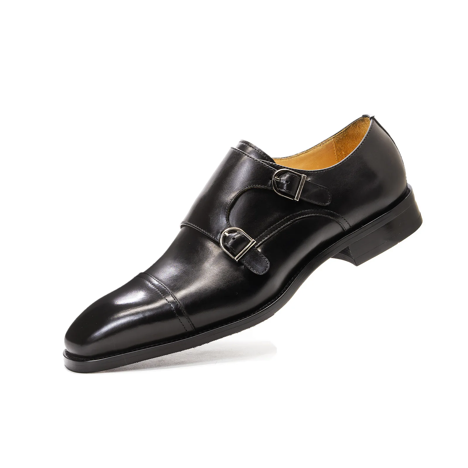 Luxury-Genuine-Leather-Men-s-Dress-Shoes-Double-Buckle-Monk-Strap-Cap ...