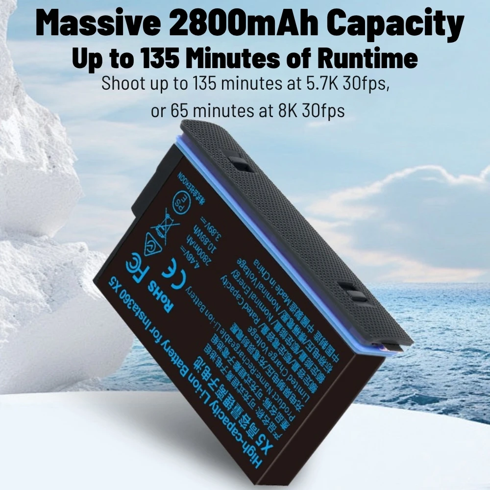 OKOUME Battery For Insta360 X5 2800mAh High Capacity Batteries Insta ...