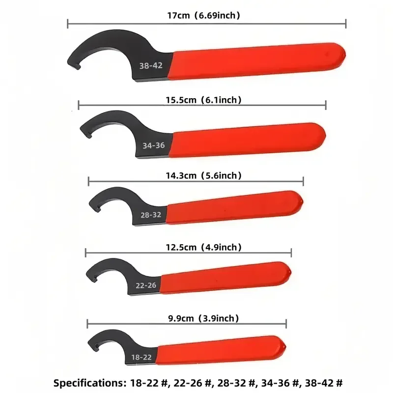 5pcs Hook Wrenches Tools Set C-Shape Spanner Wrench For Shock ...