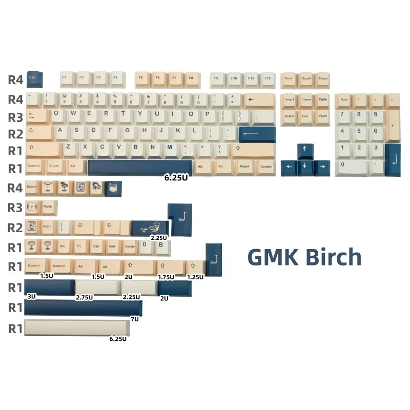 142 Keys/set GMK Birch Keycap PBT Dye Subbed Keycaps Cherry Profile Key Caps For 61 64 68 84 87 ...