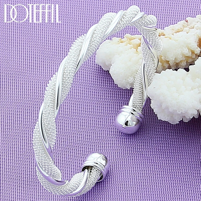 DOTEFFIL 925 Sterling Silver Twist Spin Bangle Bracelet For Woman Man ...
