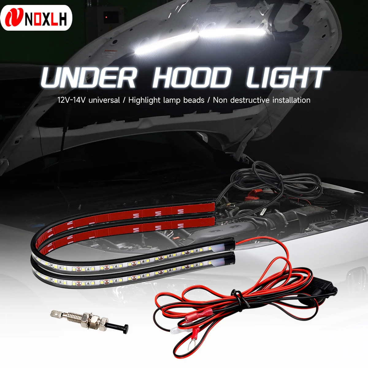 LED Car Under Hood Work Inspection Light Kit Waterproof 12V White LED ...