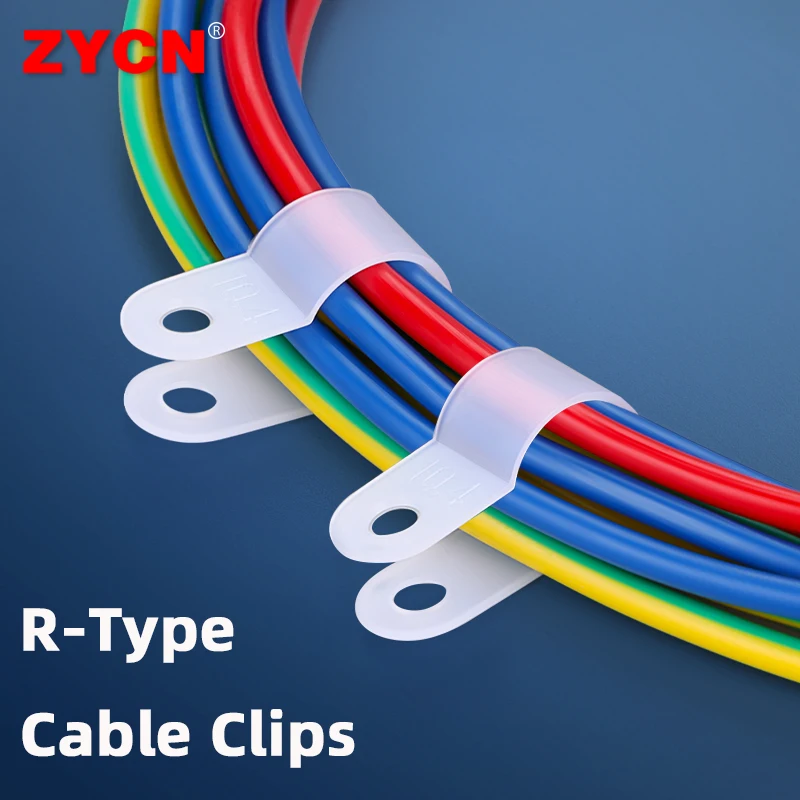 100PCS Plastic Cable Clips R-Type White Hose Fasteners Durable Nylon ...