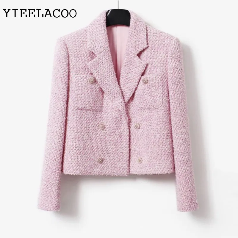 Pink-tweed-jacket-autumn-and-winter-women-s-coat-classic-and-elegant ...