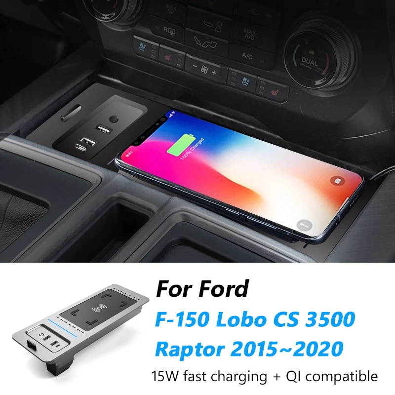 For-Ford-F150-F-150-Lobo-CS-3500-Raptor-2015-2020-Car-Wireless-Charger ...