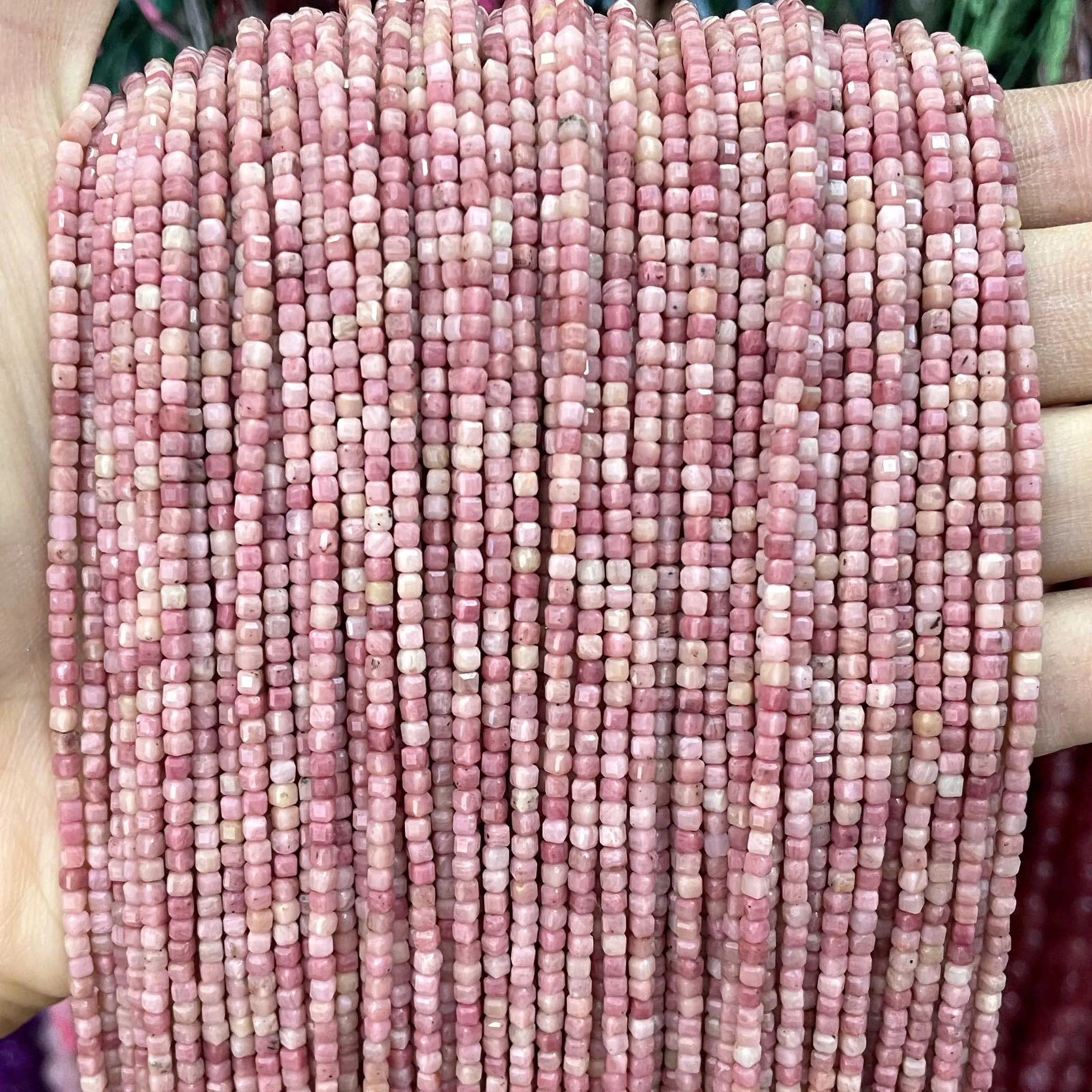 2-3MM-Faceted-Natural-Red-Rhodonite-Stone-Loose-Square-Spacer-Bead-For ...